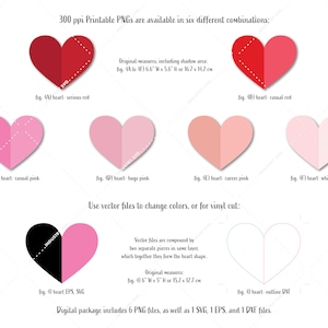 Two Pieces Heart Svg, Half Heart Svg, Two Color Heart Svg, Heart Vector ...