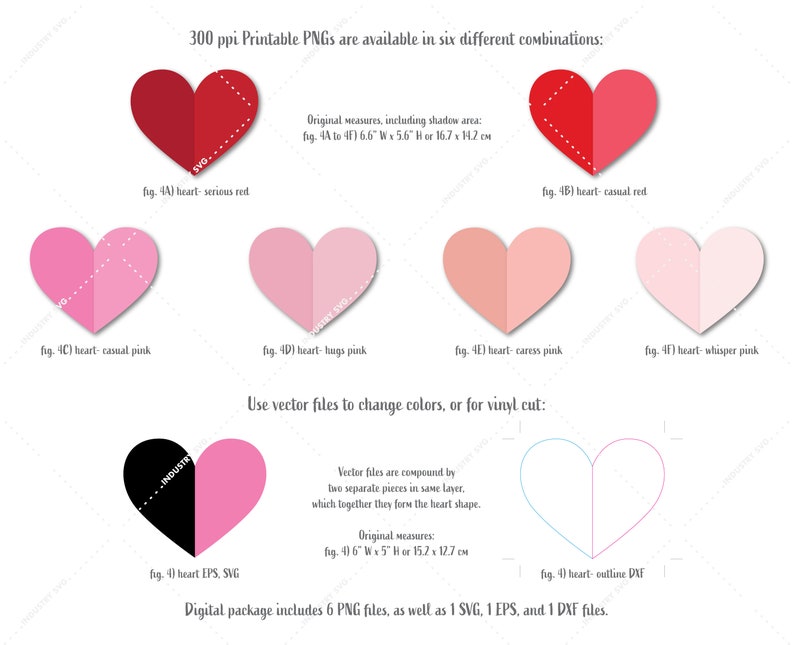 Two Pieces Heart Svg, Half Heart Svg, Two Color Heart Svg, Heart Vector ...