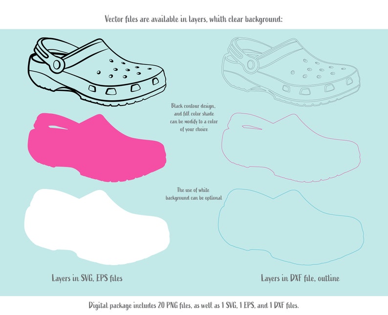 Clog Shoes Svg Dxf Eps Sandals Clipart Clog for Stickers | Etsy