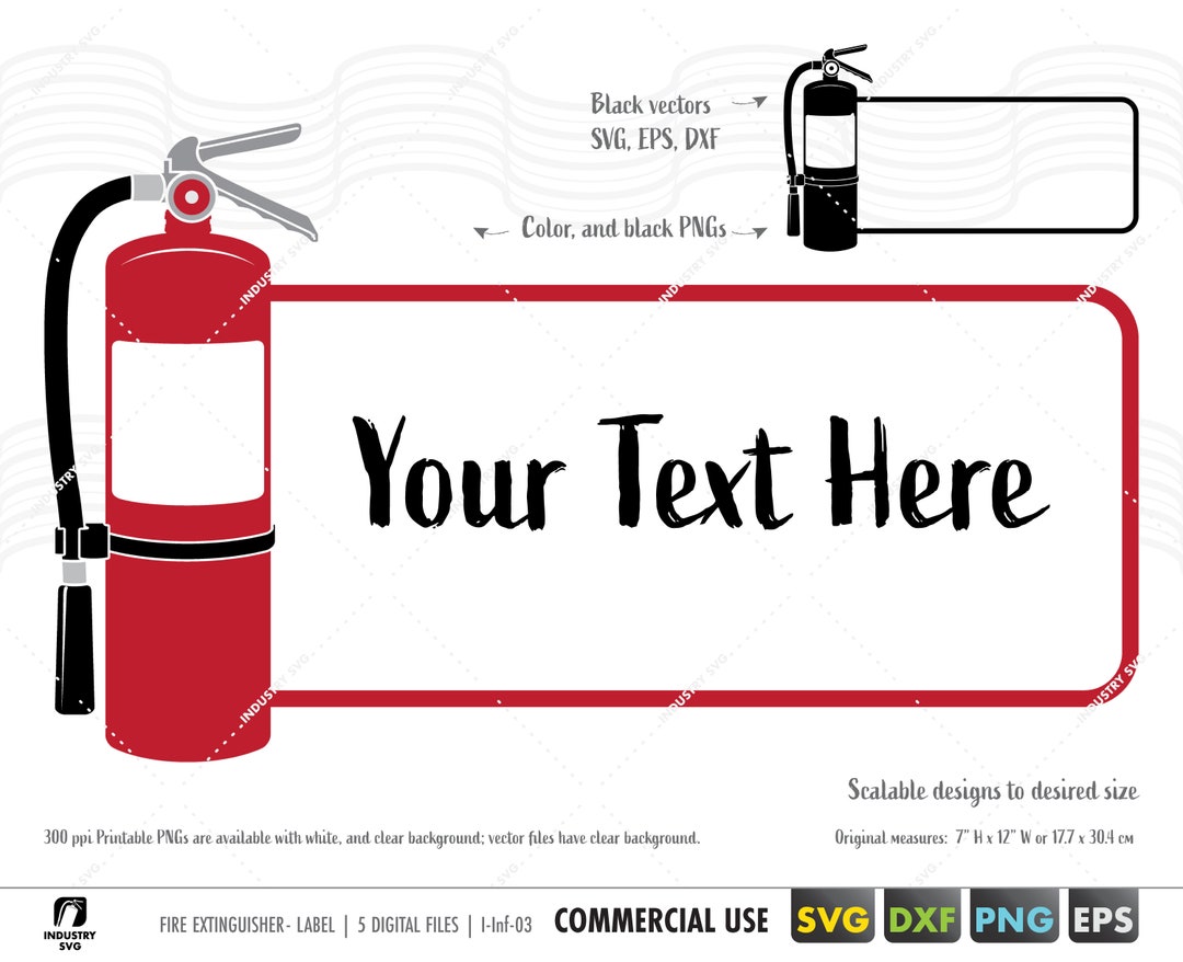 Fire Extinguisher Svg, Printable Extinguisher Label Png, Fire Svg ...