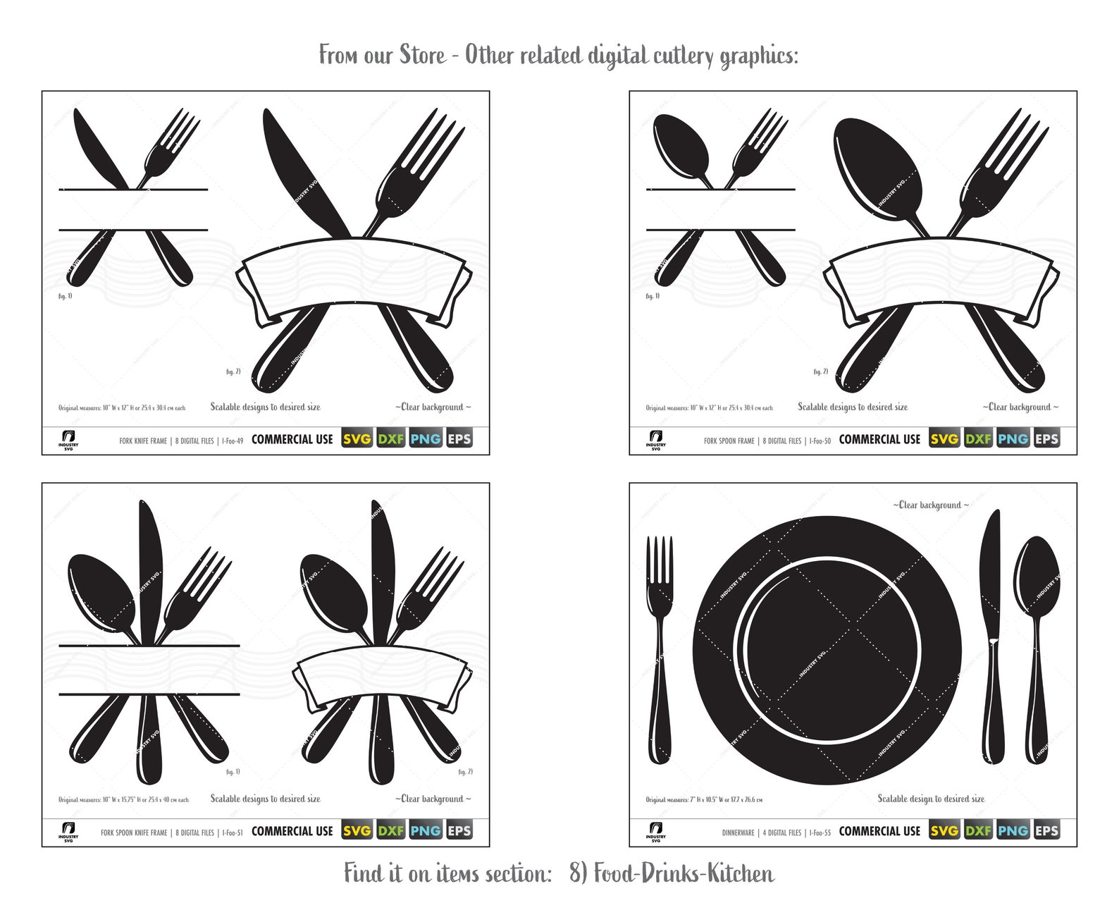 Dinner Plate Svg Fork Svg Fork Knife and Spoon Svg - Etsy