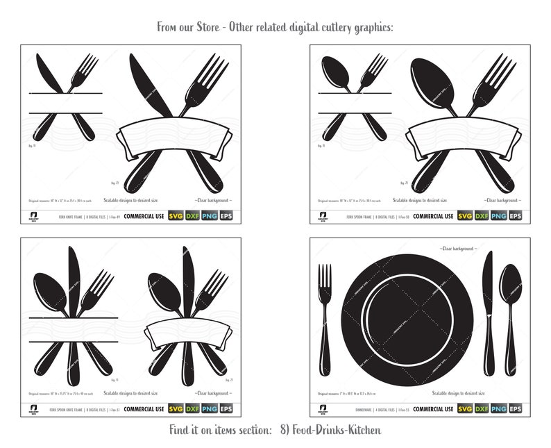 Dinner Plate Svg, Fork Svg, Fork Knife and Spoon Svg, Silverware Svg ...