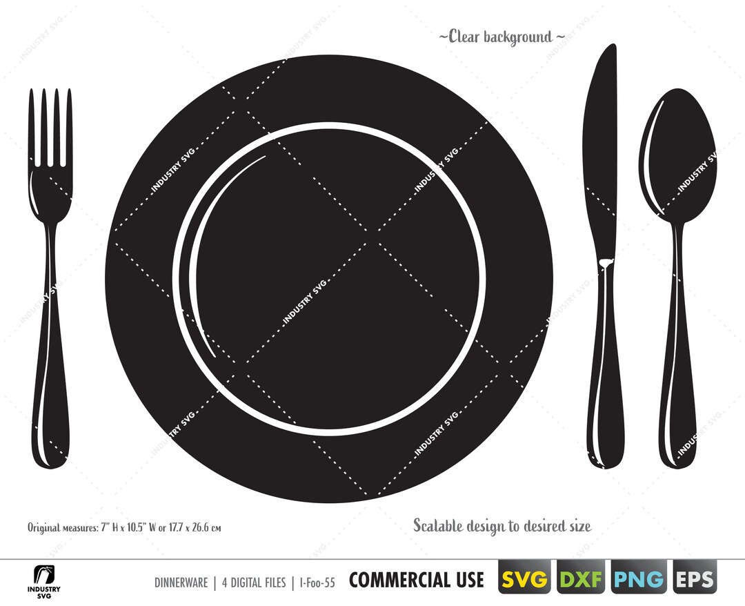 Dinner Plate Svg, Fork Svg, Fork Knife and Spoon Svg, Silverware Svg ...