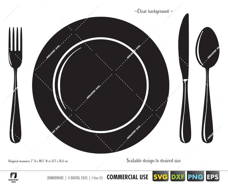 Dinner Plate Svg Fork Svg Fork Knife and Spoon Svg - Etsy