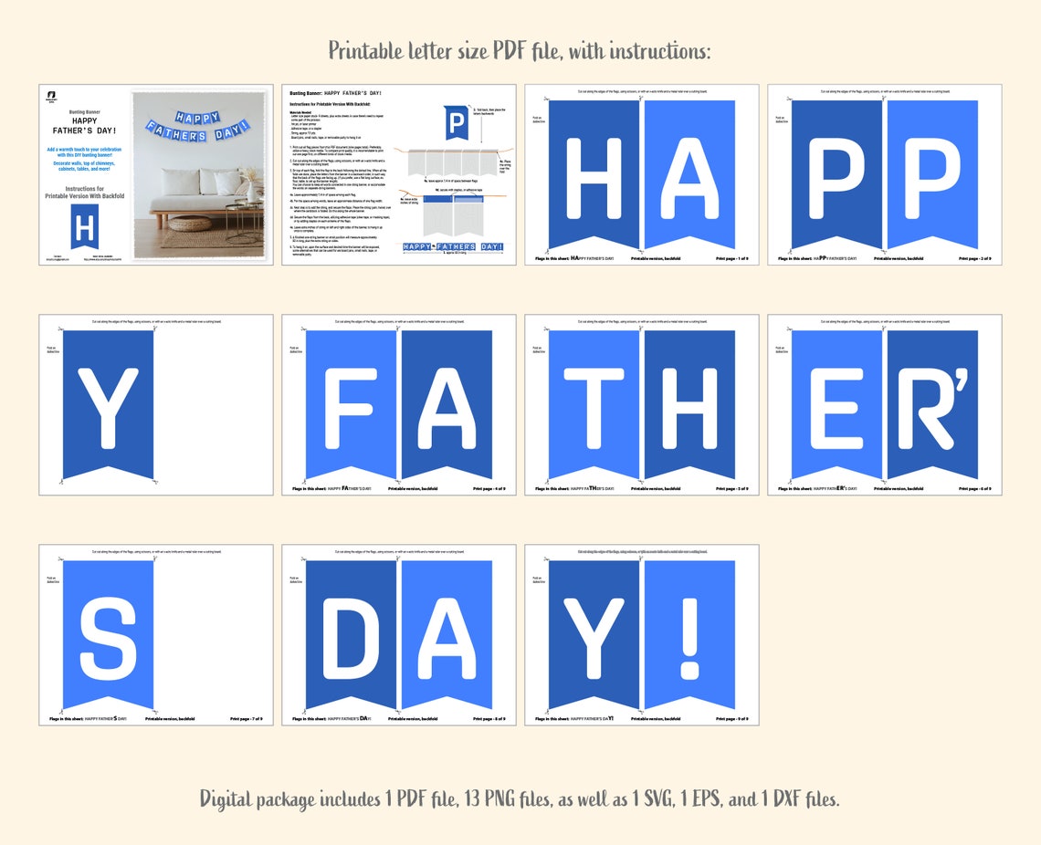 Printable Fathers Day Banner Pdf Happy Fathers Day Banner | Etsy