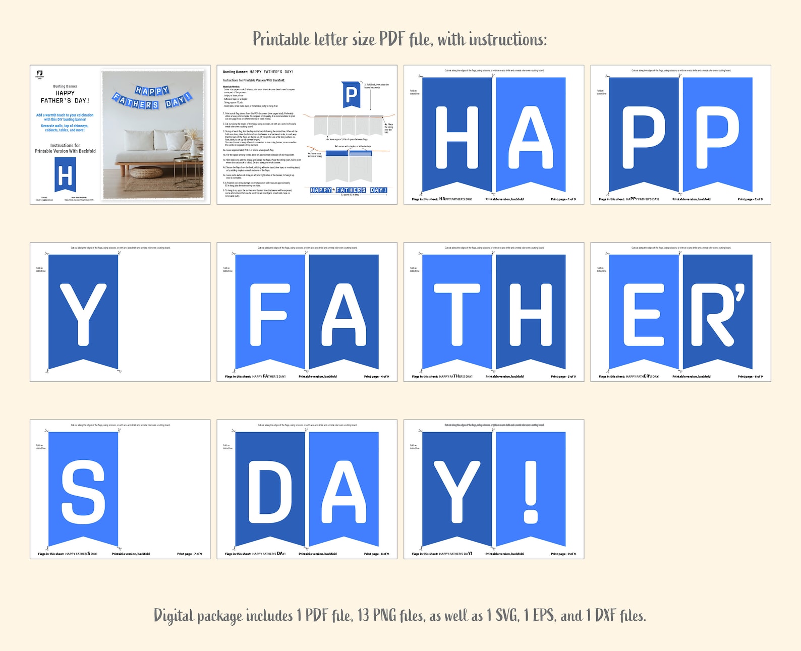 Printable Fathers Day Banner Pdf Happy Fathers Day Banner | Etsy