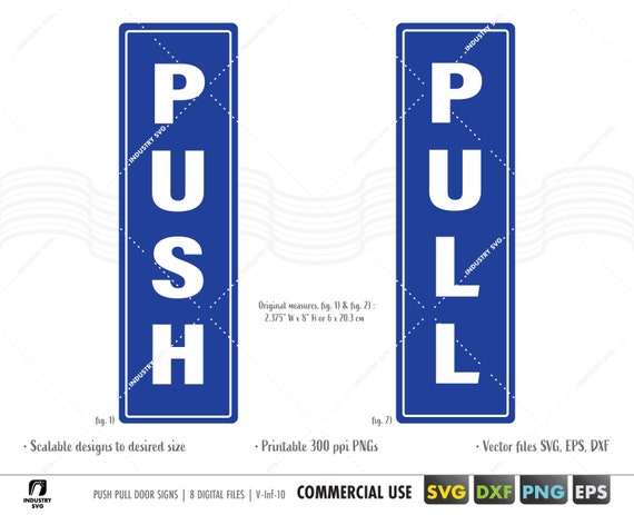 Push Pull Vertical Door Signs Set Svg Printable Door Sign - Etsy