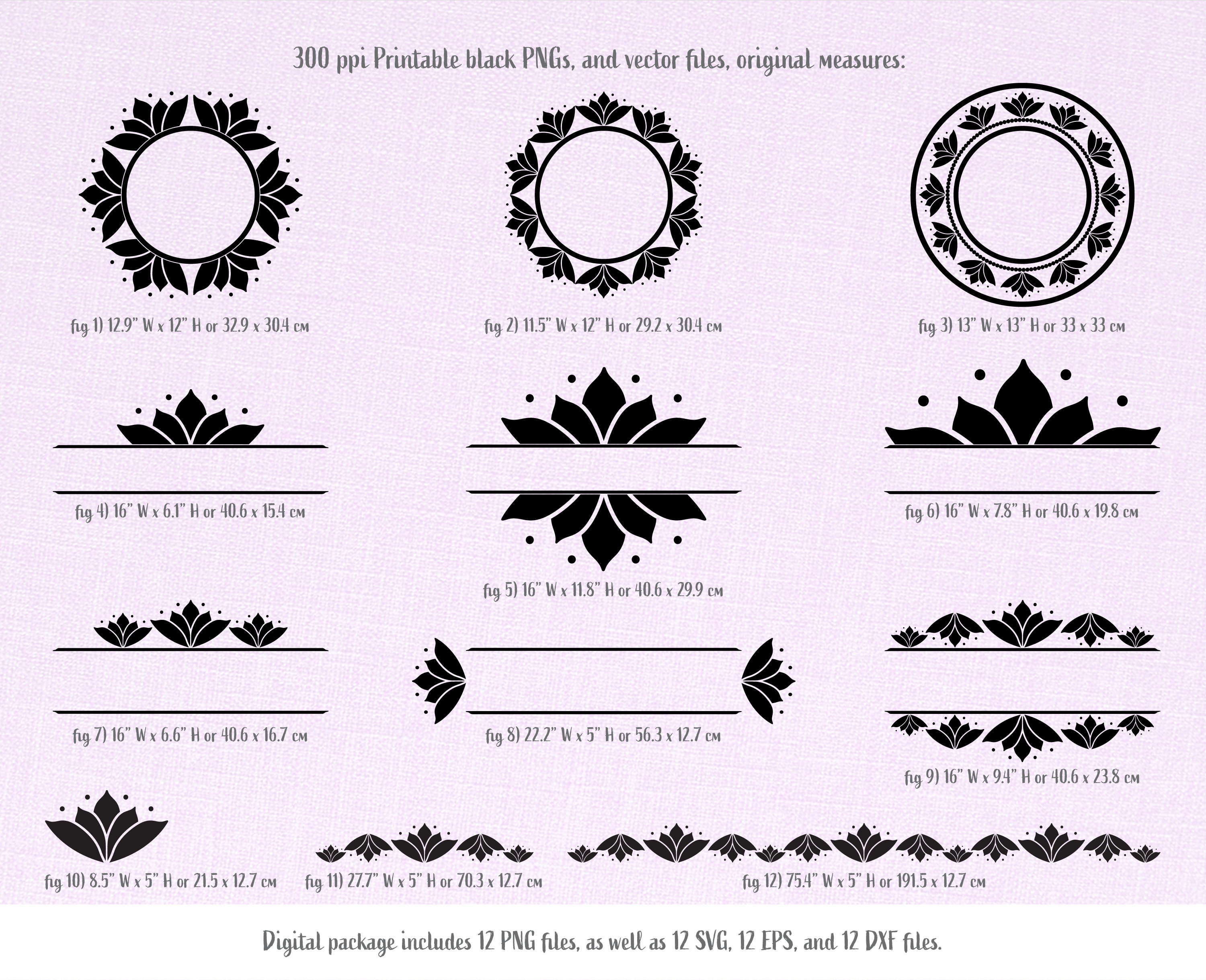 Flower Split Monogram Svg Split Frame Svg Lotus Svg Flower - Etsy