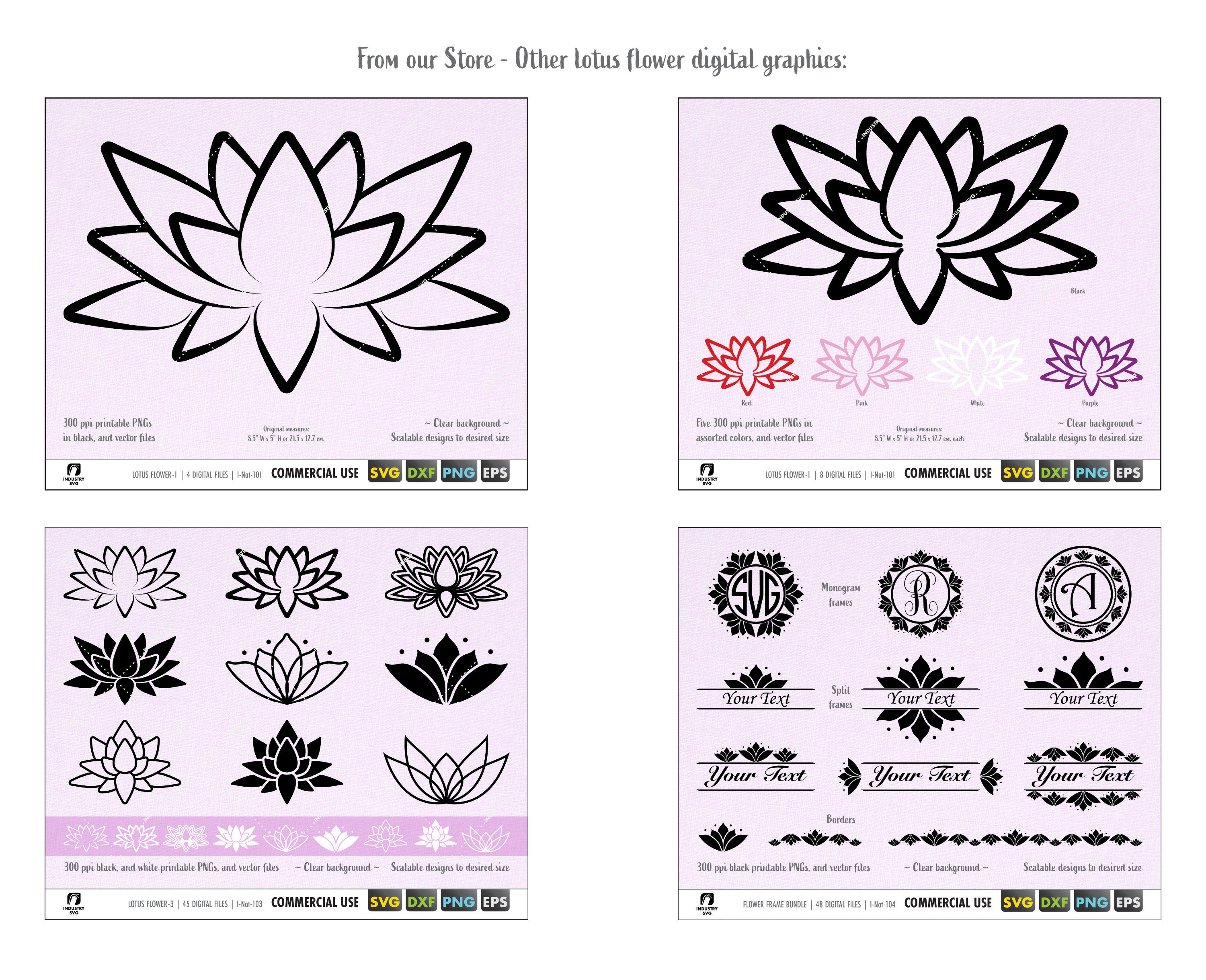 Lotus Flower Bundle Svg Yoga Digital Cut File for Cricut | Etsy