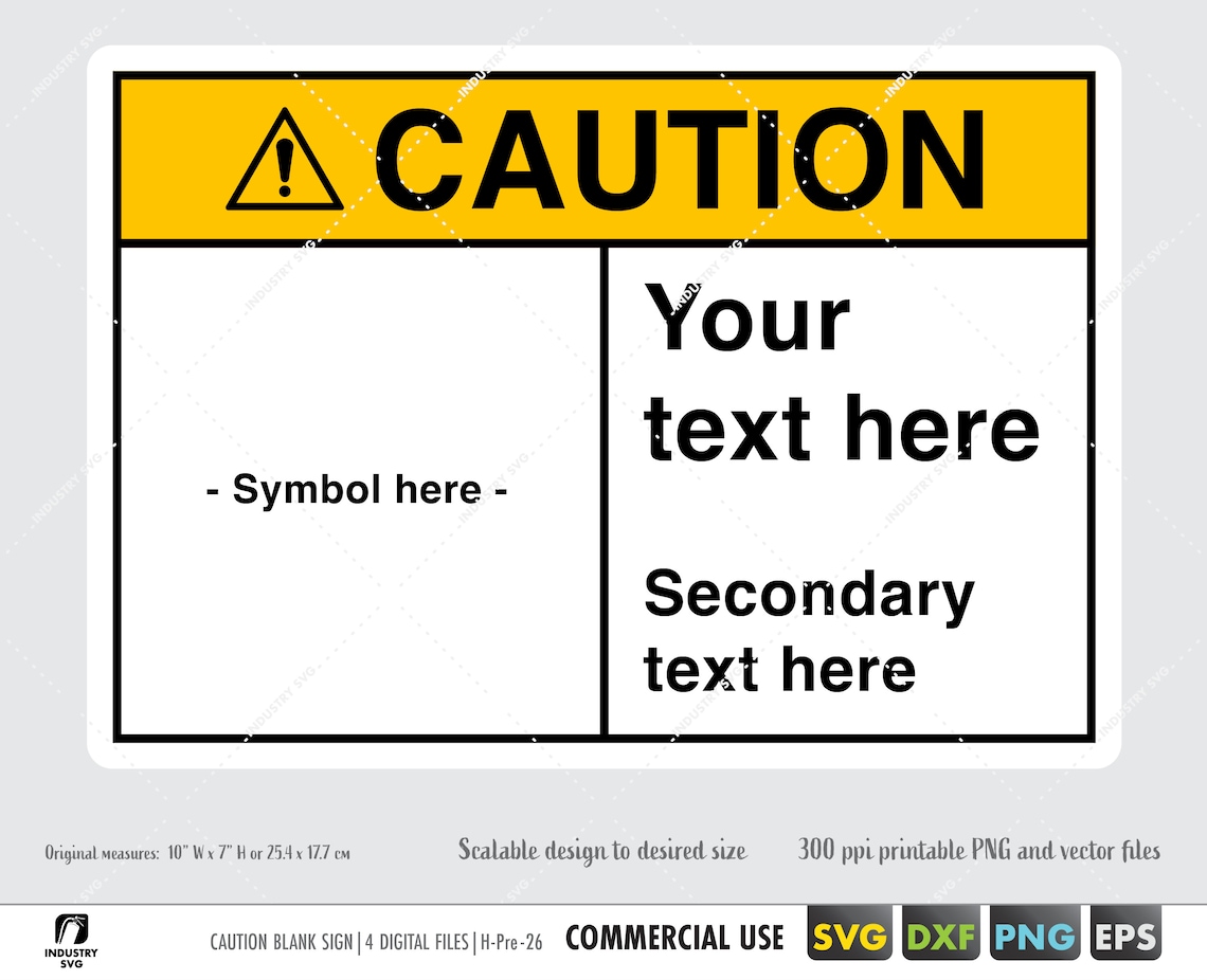 Caution Sign Svg Blank Caution Warning Sign Cut Files - Etsy