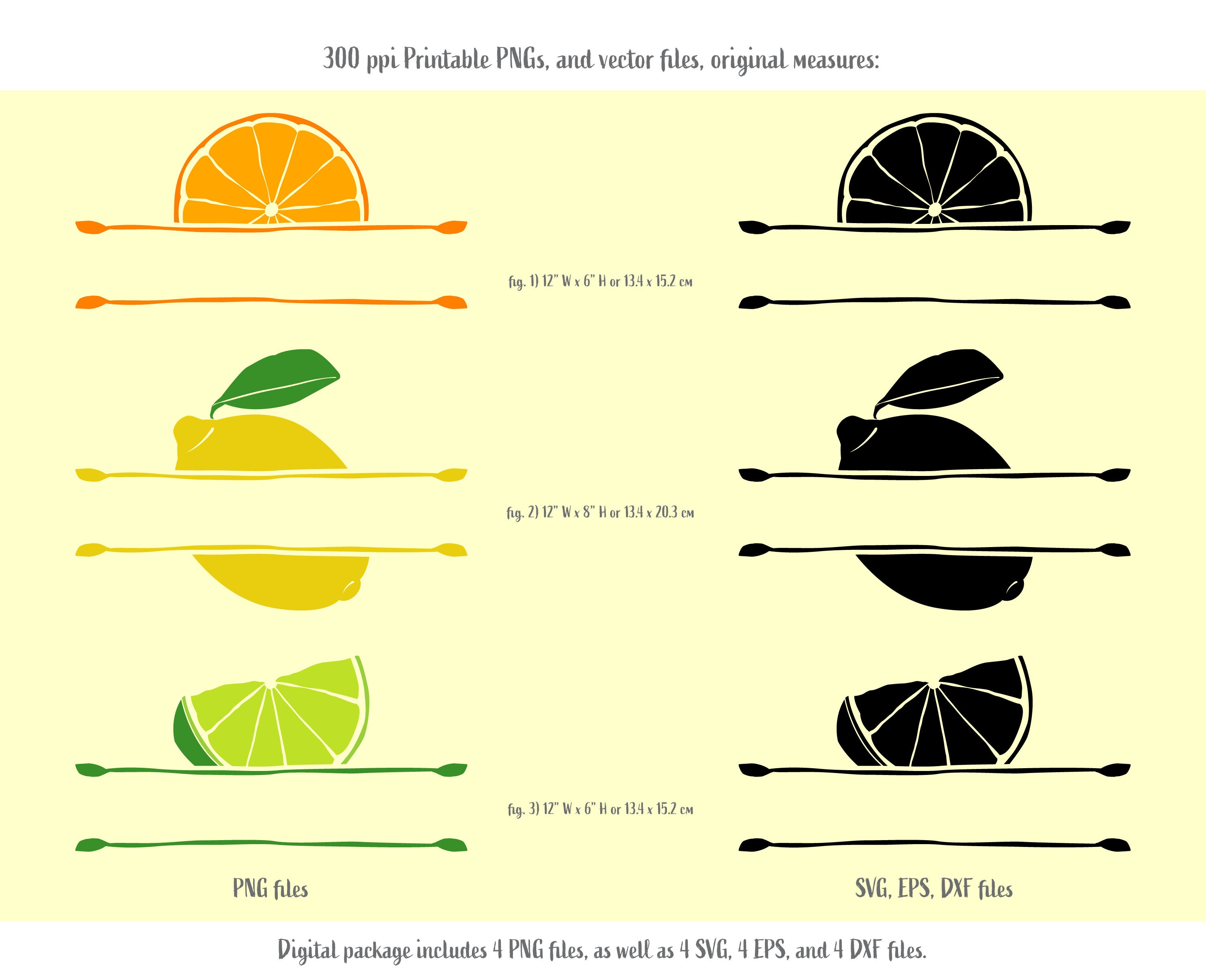 Lime Lemon Orange Split Monogram Svg, Fruit Logo Frame Svg, Orange ...