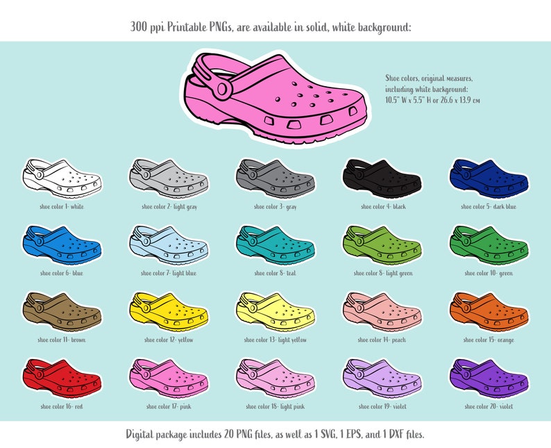 Clog Shoes Svg, Dxf, Eps, Sandals Clipart, Clog for Stickers Png ...
