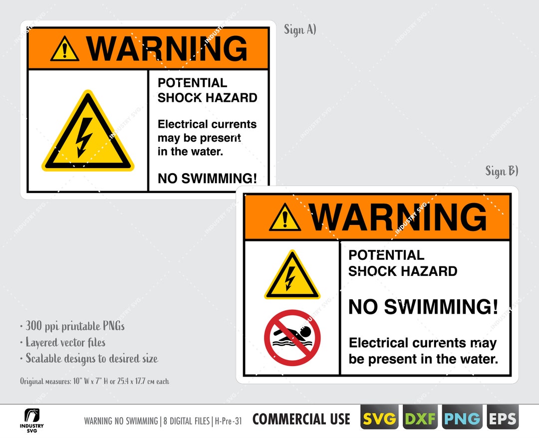 Warning No Swimming Sign Svg, No Swimming Svg, Eps, Dxf, Printable No ...