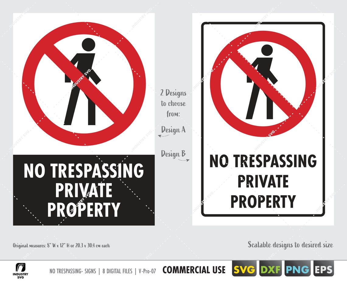 Trespassing Sign Svg No Trespassing Sign Dxf Trespassing - Etsy