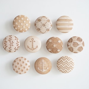 1 1/2" MAPLE | NAUTICAL | Solid Wood Cabinet Knob, Designer Wood Pull ...
