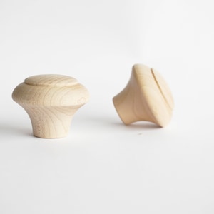 1 5/8" MAPLE | TULIP Solid Wood Cabinet Knob, Designer Wood Pull, Drawer Pull, Wood Handle, Do ...