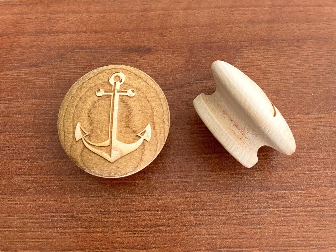 1.25″ or 1.5″ | Anchor Nautical Knob Solid Maple Wood Cabinet Handmade ...