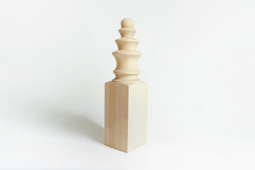 MAPLE Art Deco Finial | Vintage Style Solid Wood Finial, DIY Unfinished ...