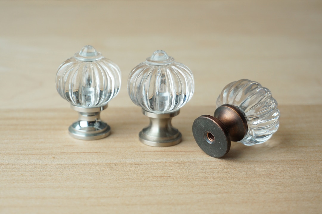 1" KNOB | ACRYLIC & METAL - Traditional Style Knob- Eclectic Handle ...