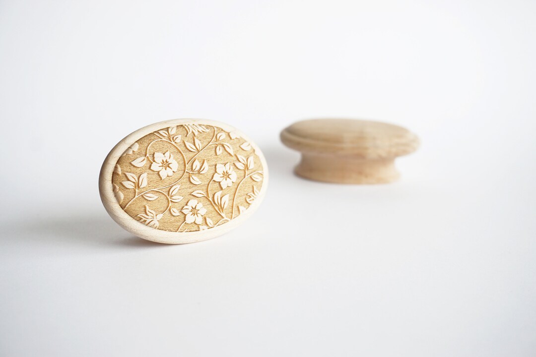 2 3/8" MAPLE OVAL | ALICE | Solid Maple Wood Cabinet Knob, Designer ...