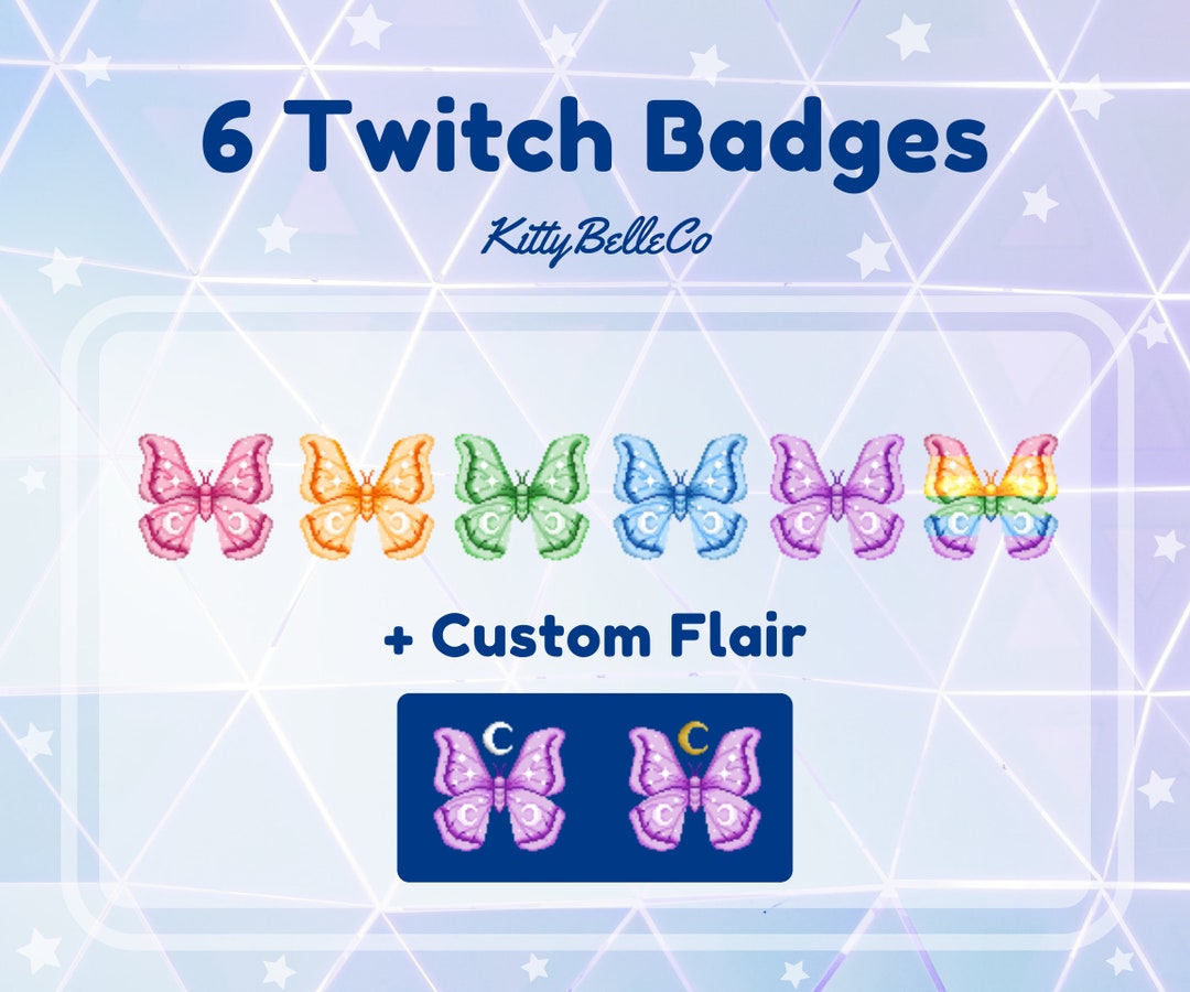 6 Pixel Lunar Moth/butterfly Sub Bit Badges With Custom Flair - Etsy