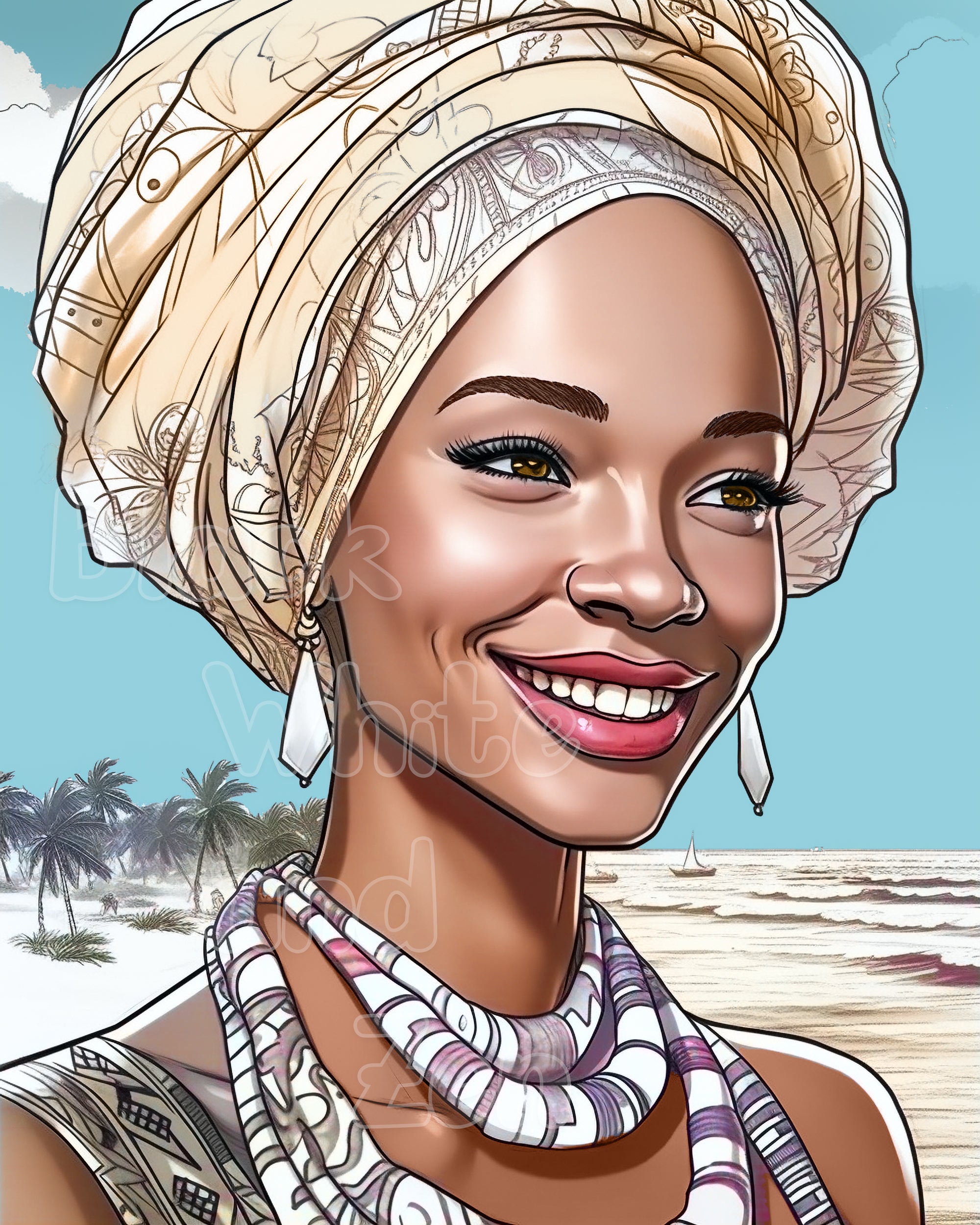 Sister Yaya on a Caribbean Beach - African American Black Woman ...