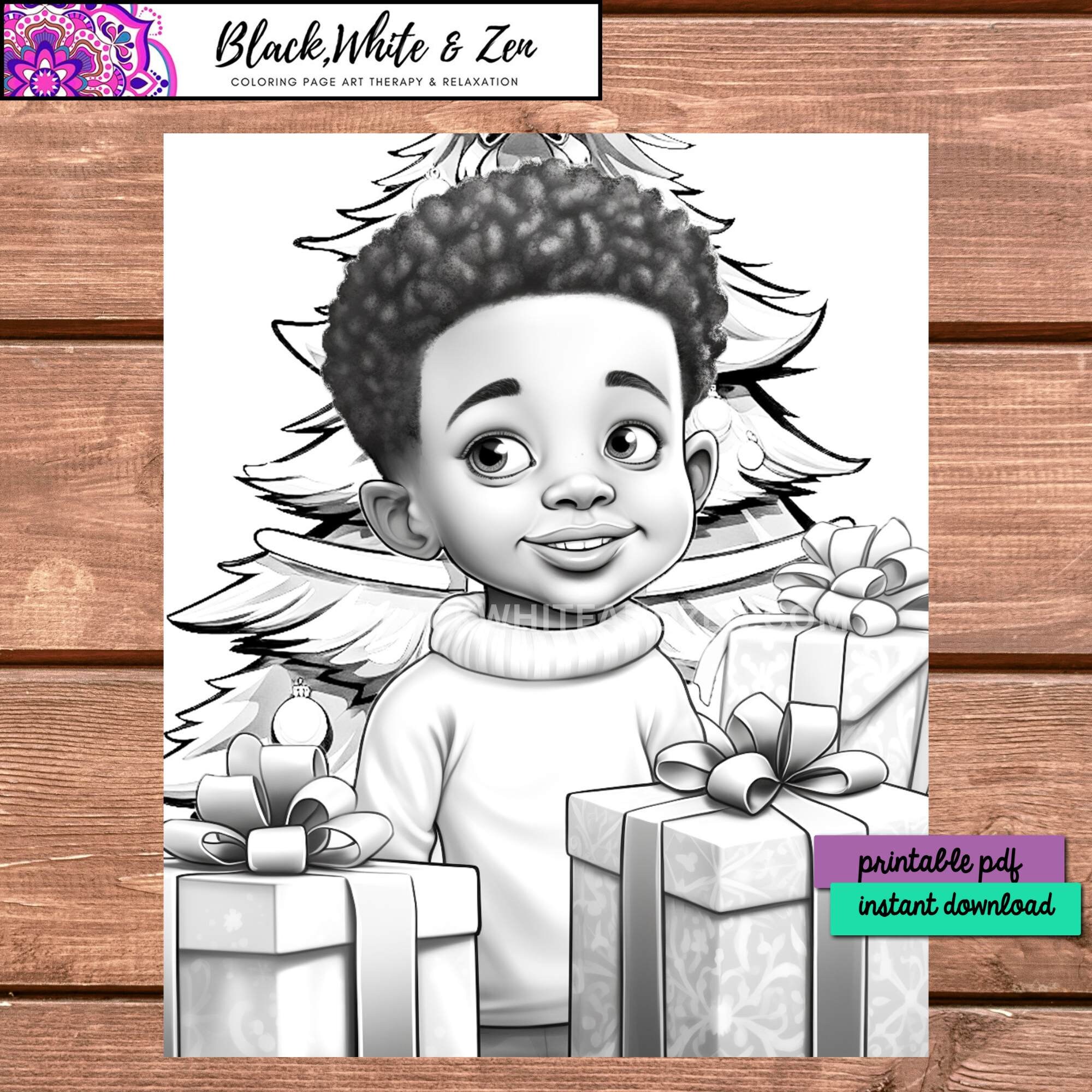 Baby Brother's Xmas - Xmas Winter African-american Coloring Page ...