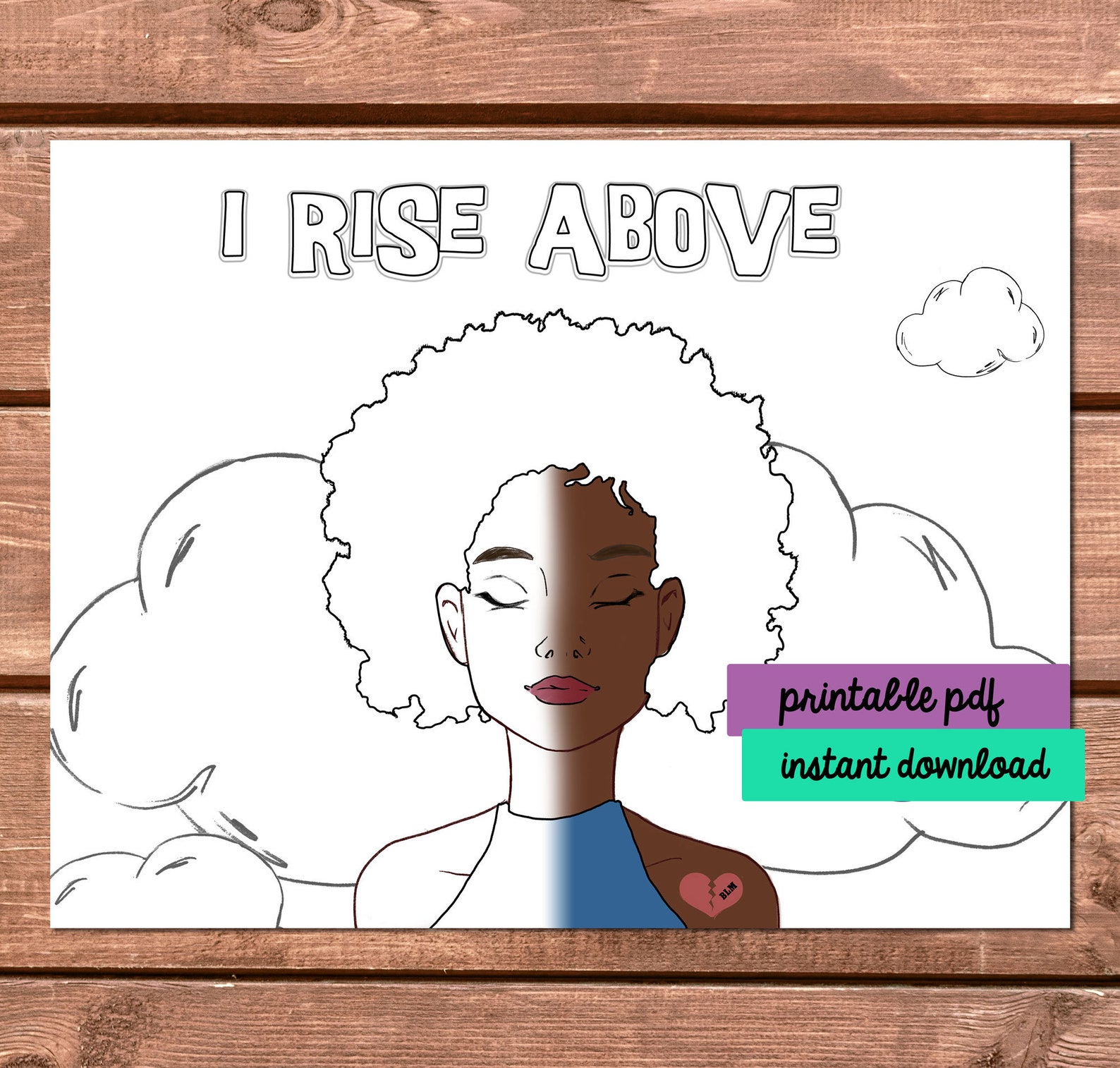 Black Lives Matter Coloring Page - African-american Woman_i Will Rise ...