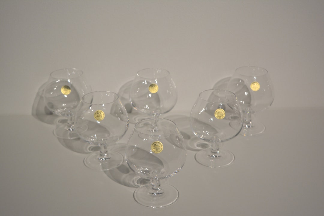 Vintage RCR Royal Crystal Rock Brandy Balloons Set of 6 Lead Crystal 24 ...