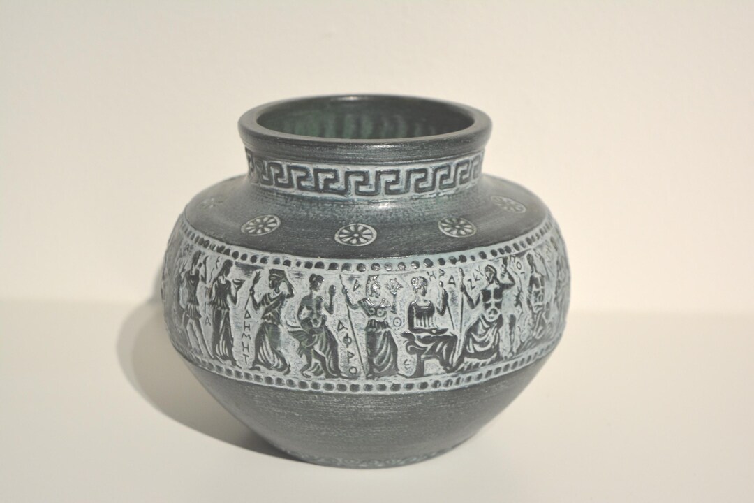 Vintage Ceramic Pithari / Vase With Greek Mythology Scenes Made in ...