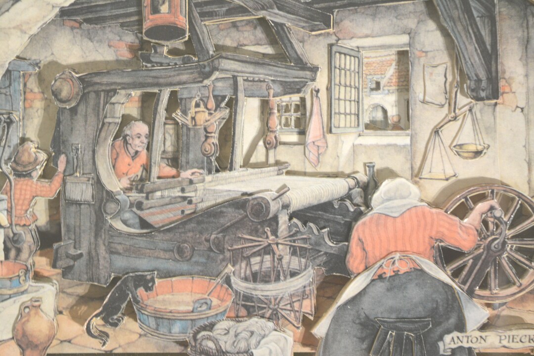 Vintage Anton Pieck 3D Diorama - Weaving on a Loom Scene - Etsy