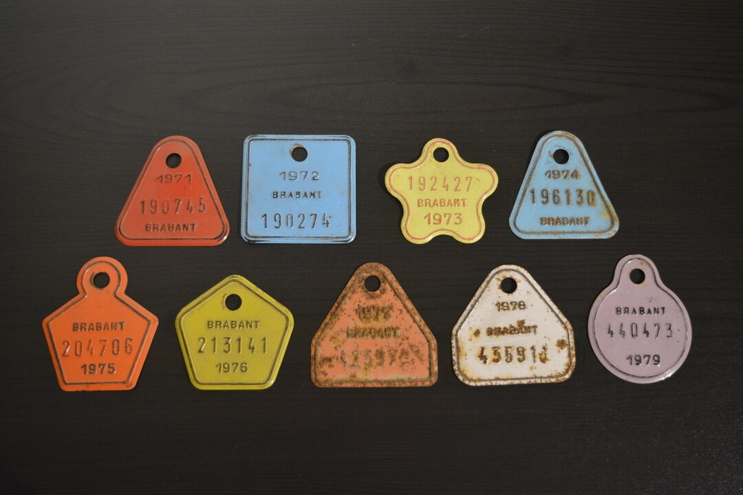 Vintage Seventies Belgian Bike License Plate / Metal Number Tag Brabant ...