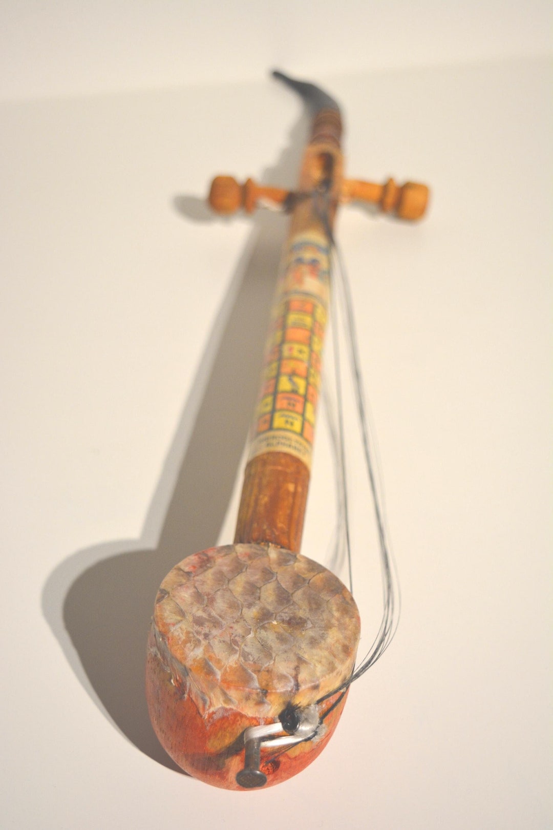 Vintage African Nubian Wooden and Snake Skin Musical String Instrument ...