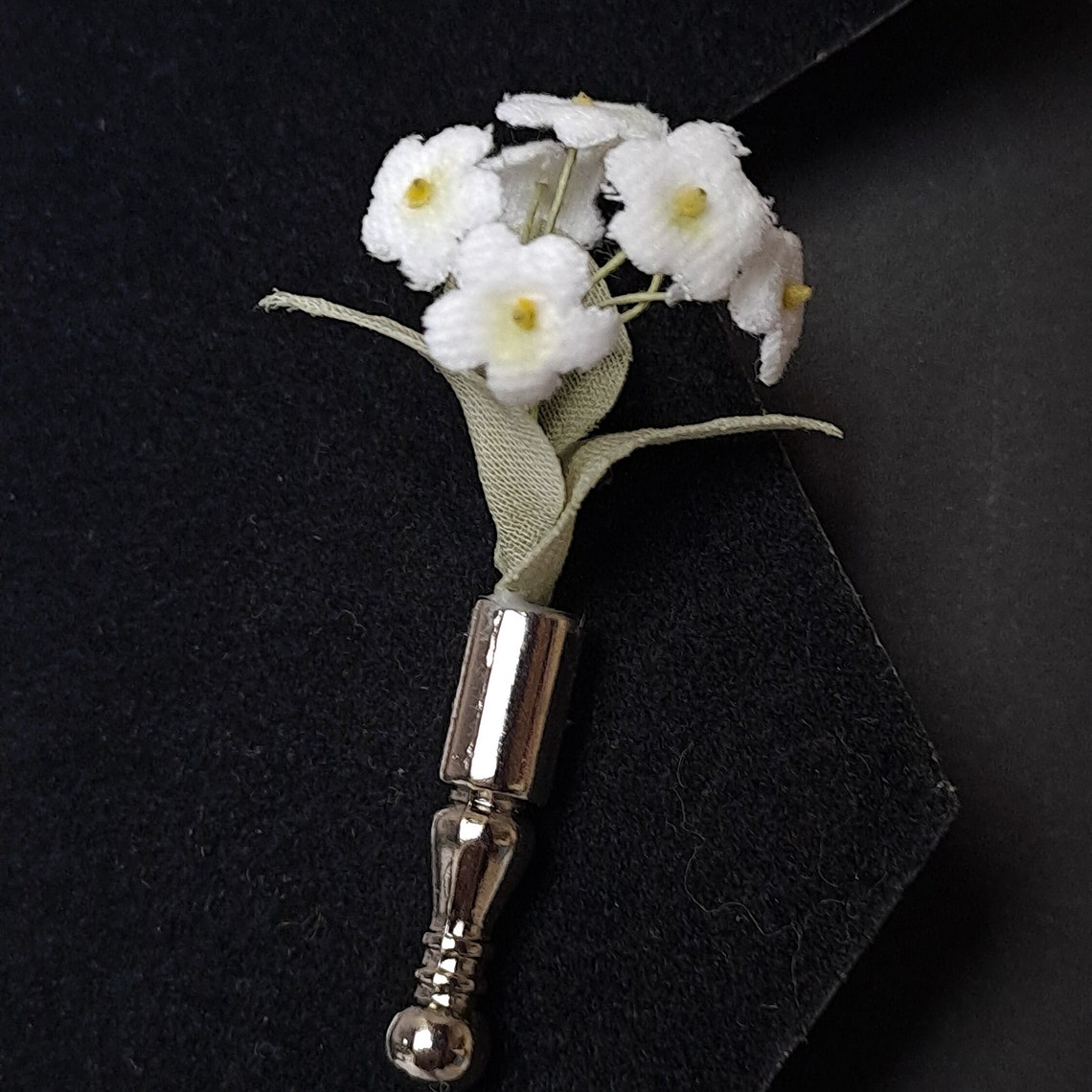 Poirot Lapel Pin Tussie Mussie Pin White Boutonniere Tiny Pin - Etsy