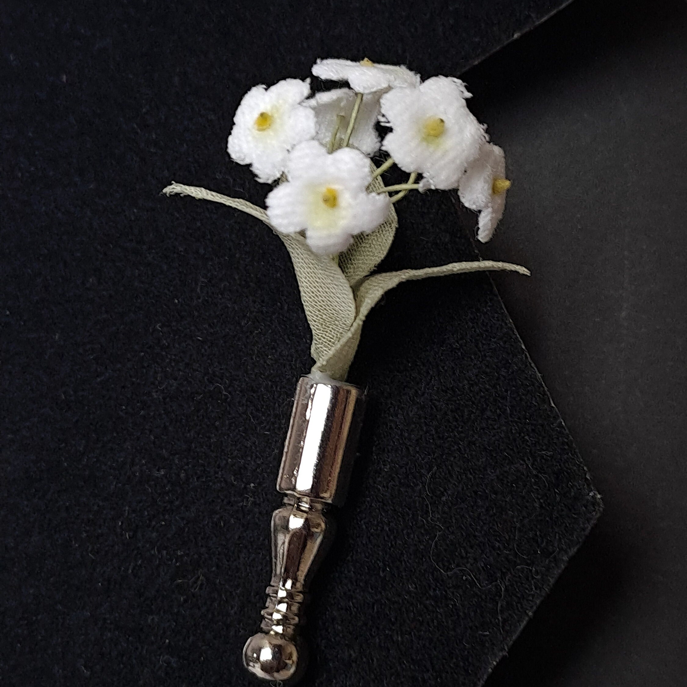 Poirot Lapel Pin Tussie Mussie Pin White Boutonniere Tiny Pin - Etsy