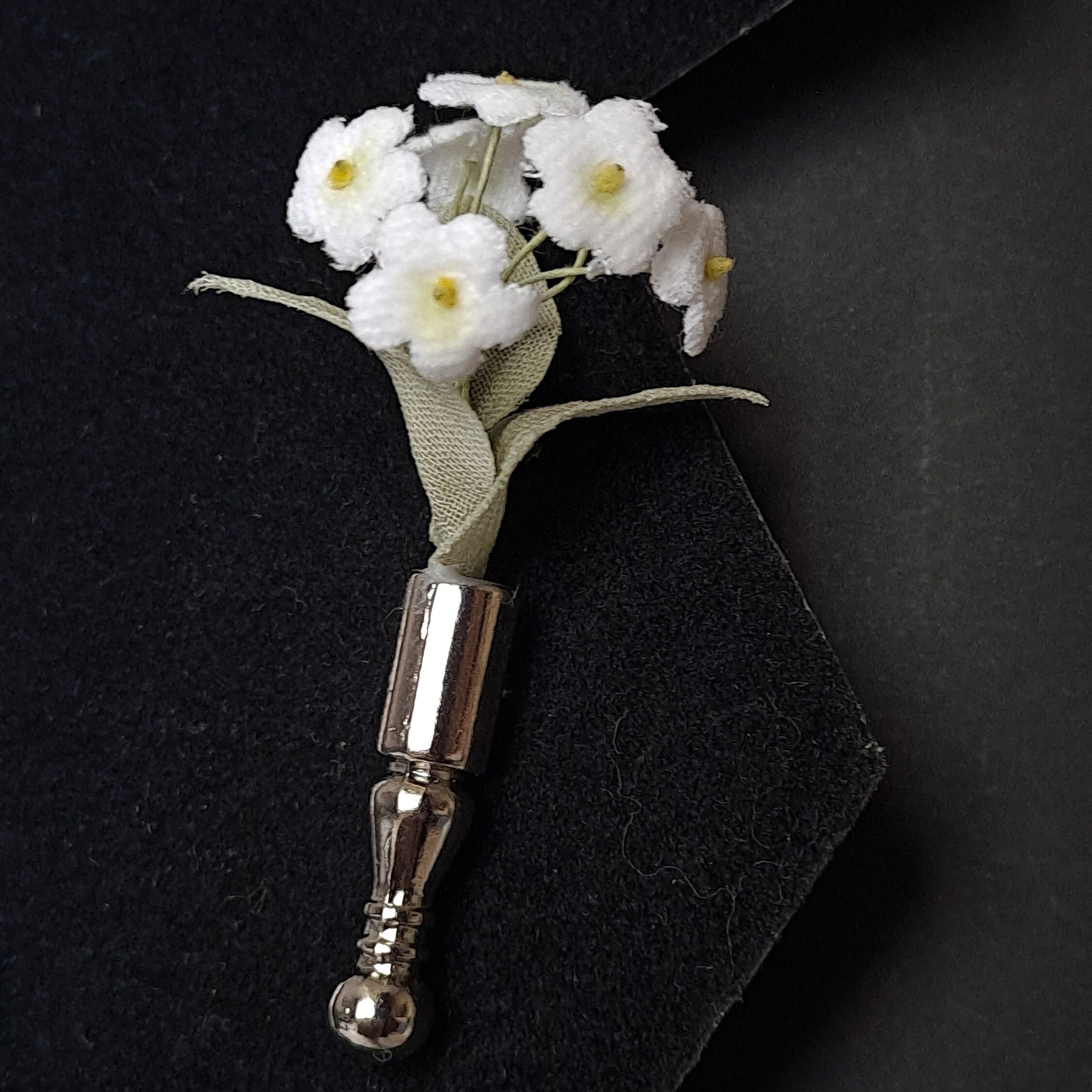 Poirot Lapel Pin Tussie Mussie Pin White Boutonniere Tiny Pin - Etsy