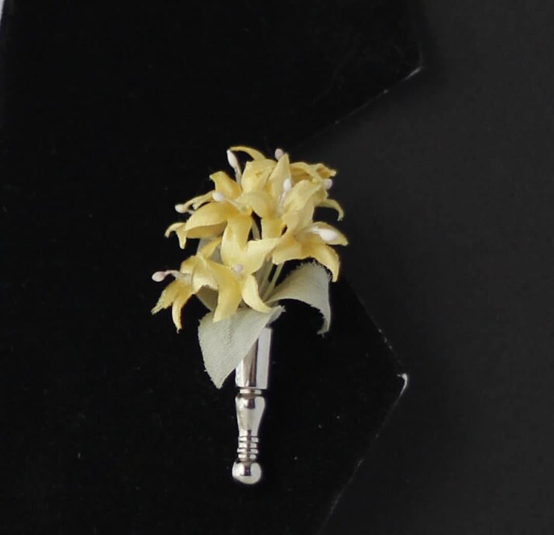 Poirot Lapel Pin Tussie Mussie Pin Yellow Boutonniere Tiny Pin - Etsy UK