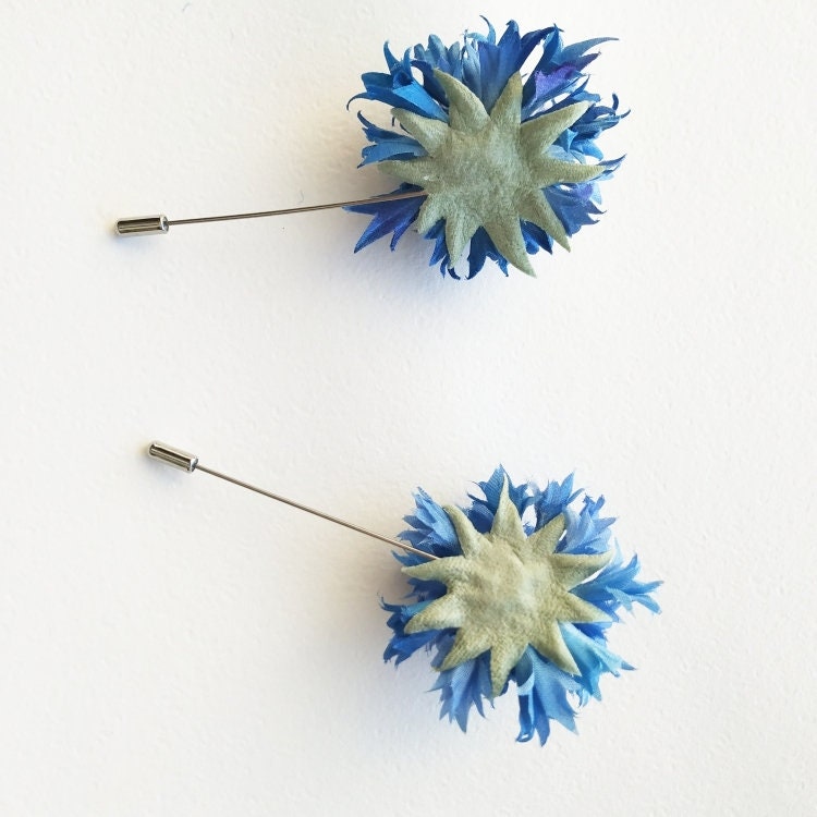 Blue Cornflower Wedding Boutonniere Lapel Pins Men Something - Etsy UK