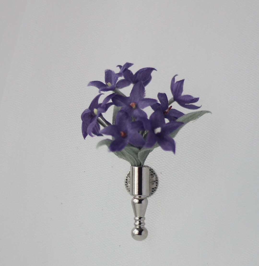 Poirot Lapel Pin Tussie Mussie Pin Purple Boutonniere Tiny Pin - Etsy