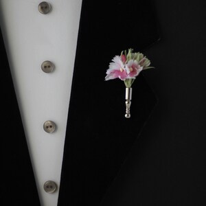 Poirot Lapel Pin Sweet William Pink Boutonniere Lapel Vase Pin Tussie ...