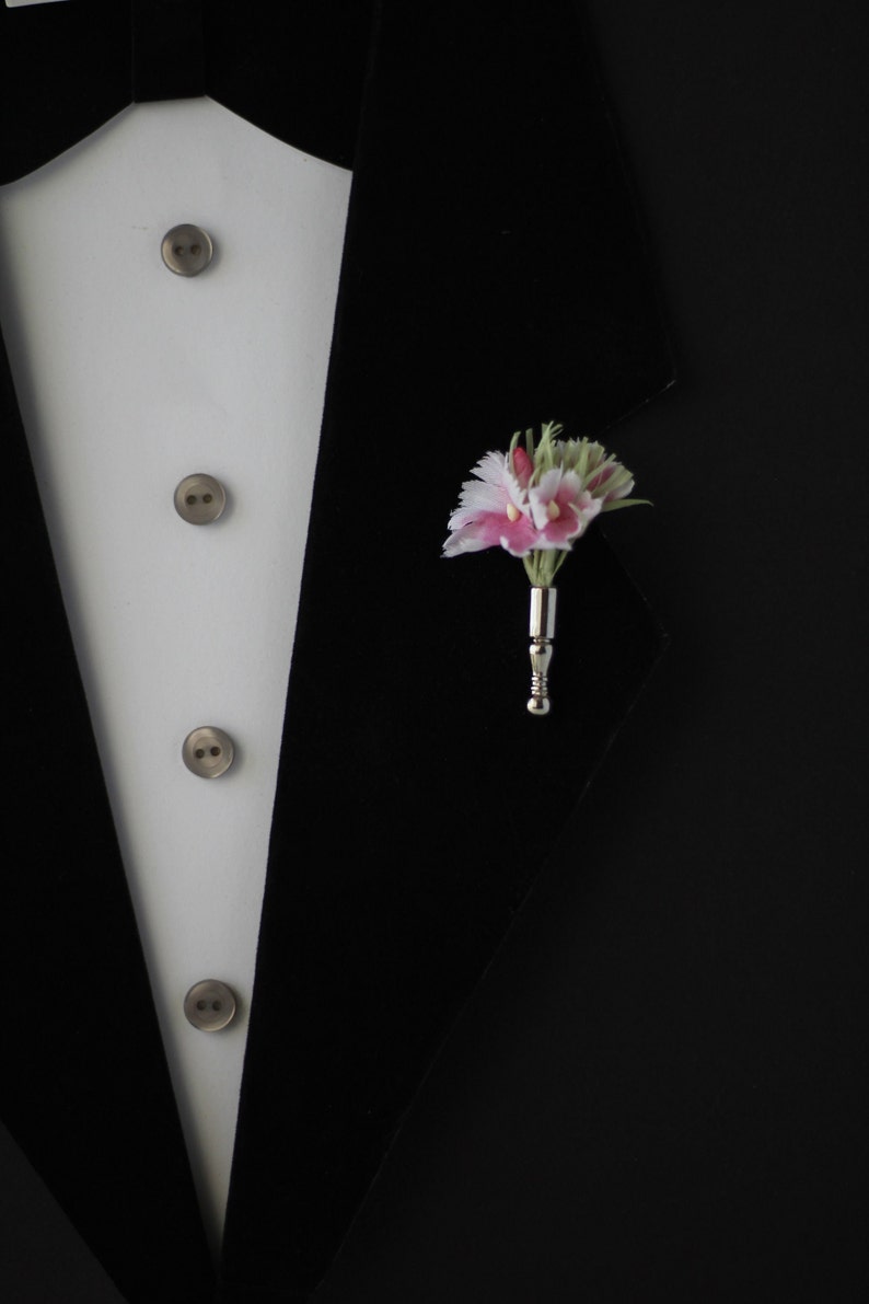 Poirot Lapel Pin Sweet William Pink Boutonniere Lapel Vase Pin Tussie ...