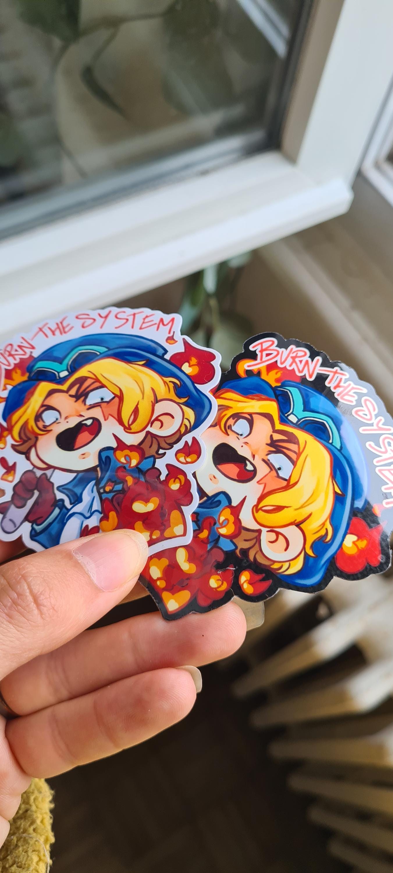 Sabo "burn the System" Chibi Sticker – Black or White Background ...