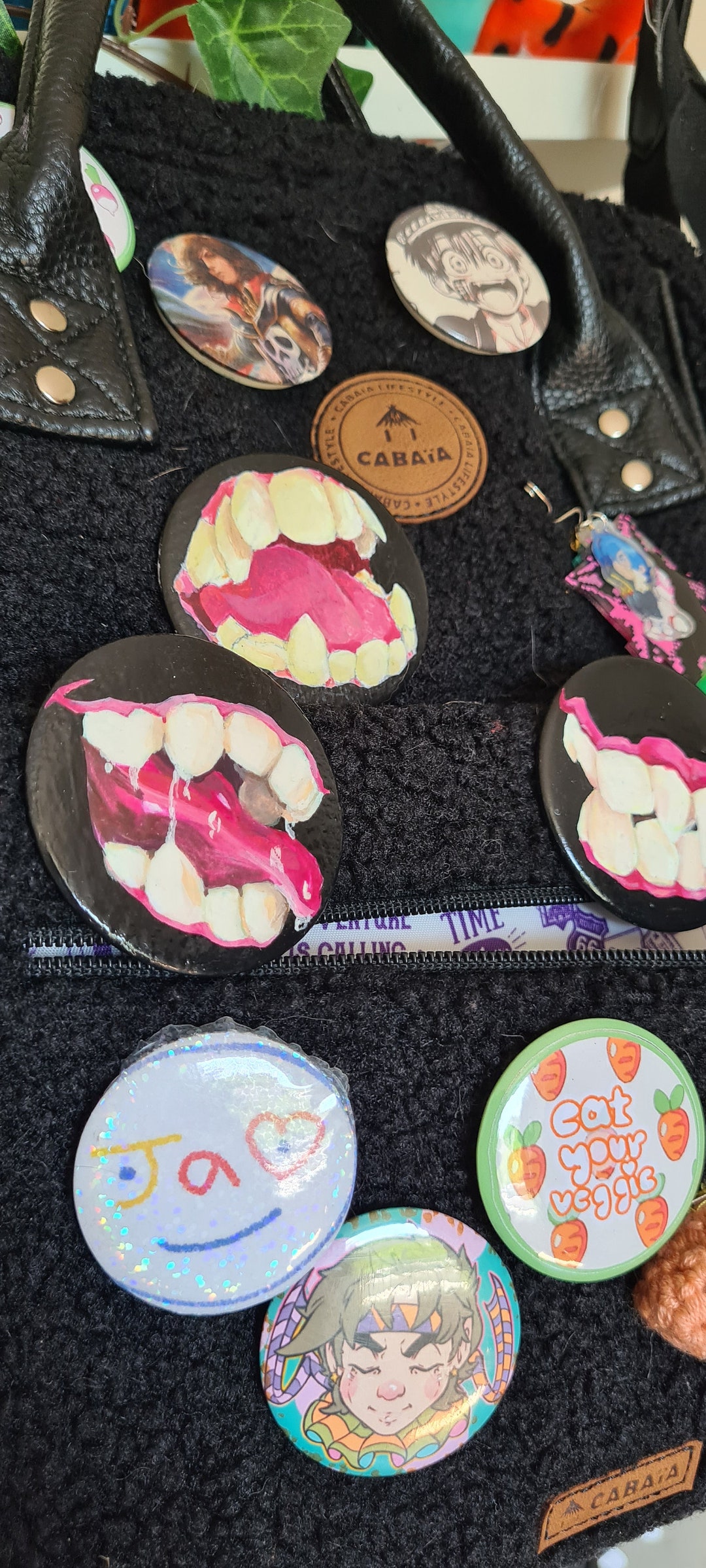 Badge Button Dog Tooth Odontophilia Mouth Teeth Canine Painting Unique ...