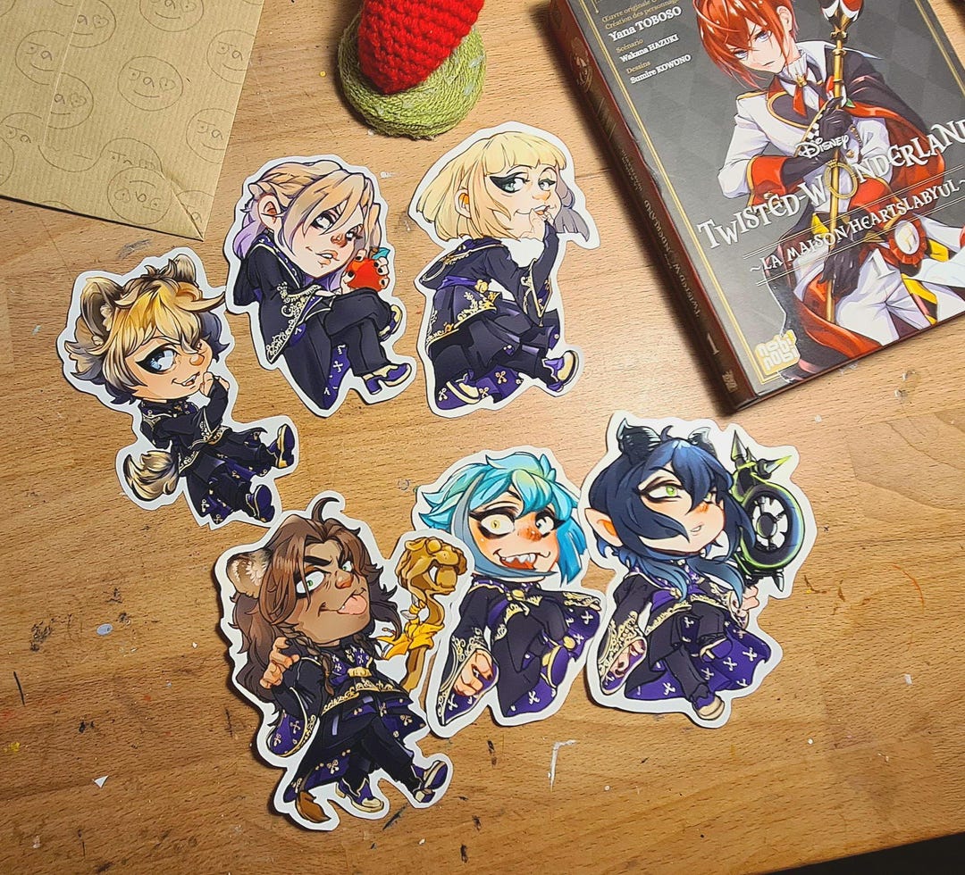 TWISTED WONDERLAND Big Stickers Chibi Glossy – Malleus, Vil, Floyd ...
