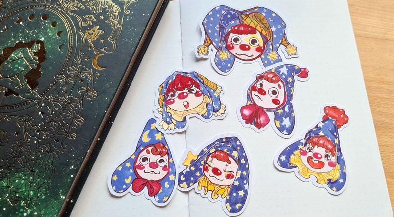Clown Bunny Sticker Star Cute Chibi Circus Moon Space - Etsy