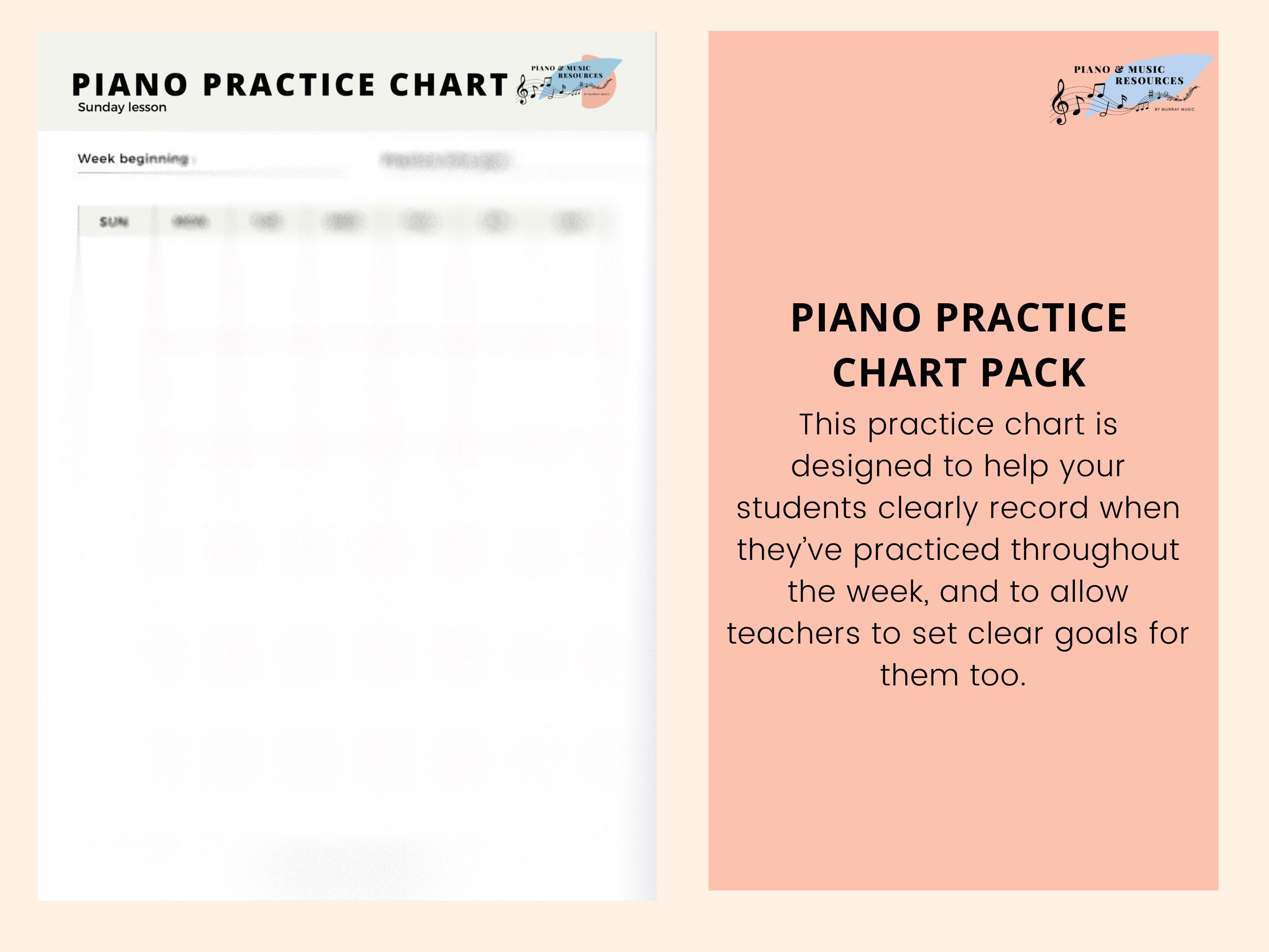 Piano Practice Chart PDF - Piano Printable Pdf, Students Piano Practice ...