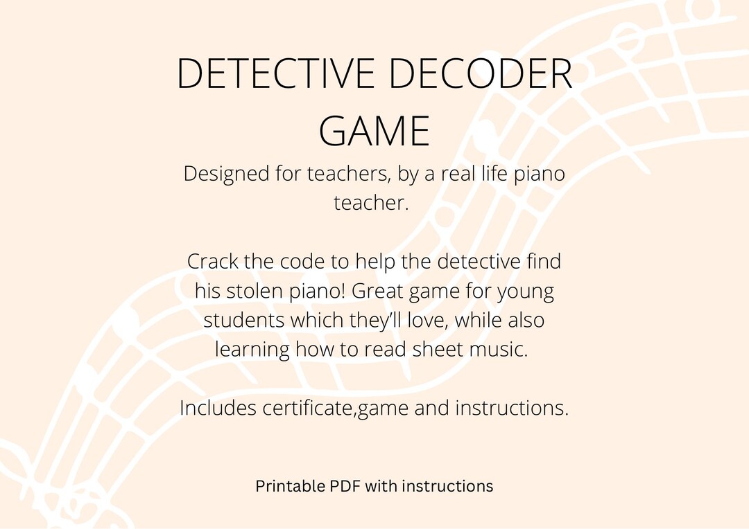 Detective Decoder Game,piano Printable Worksheet for Children ...