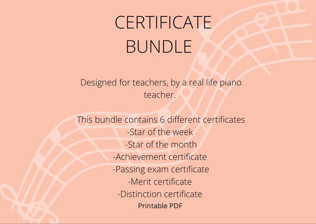 Music Lesson Certificate Bundle, Achievement Certificate,music Lesson ...