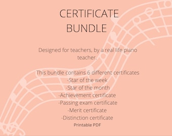 Printable Music Certificate of Achievement - Etsy