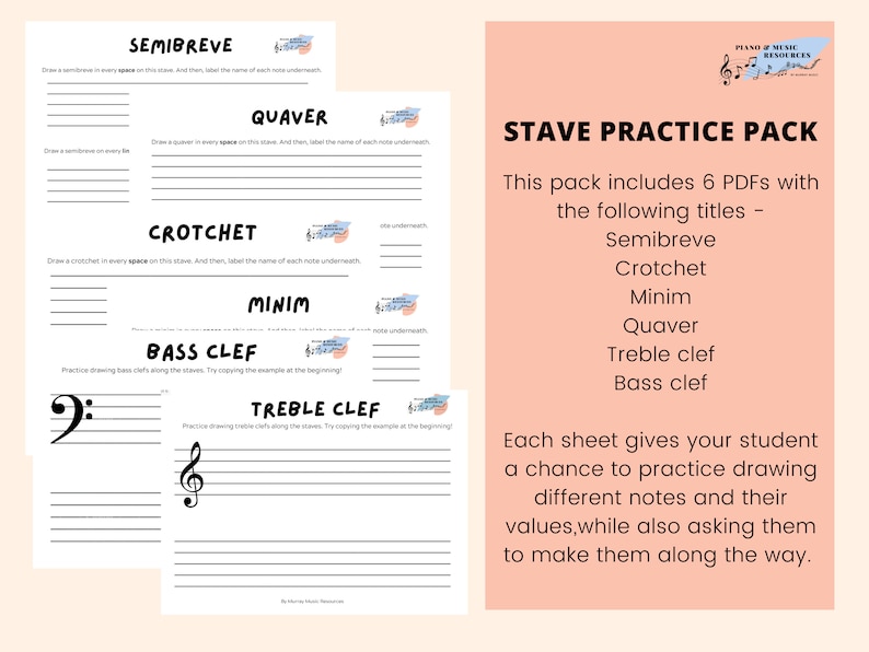 Note Value Practice Worksheets, Music Theory, Piano Lessons (PDF) - Etsy